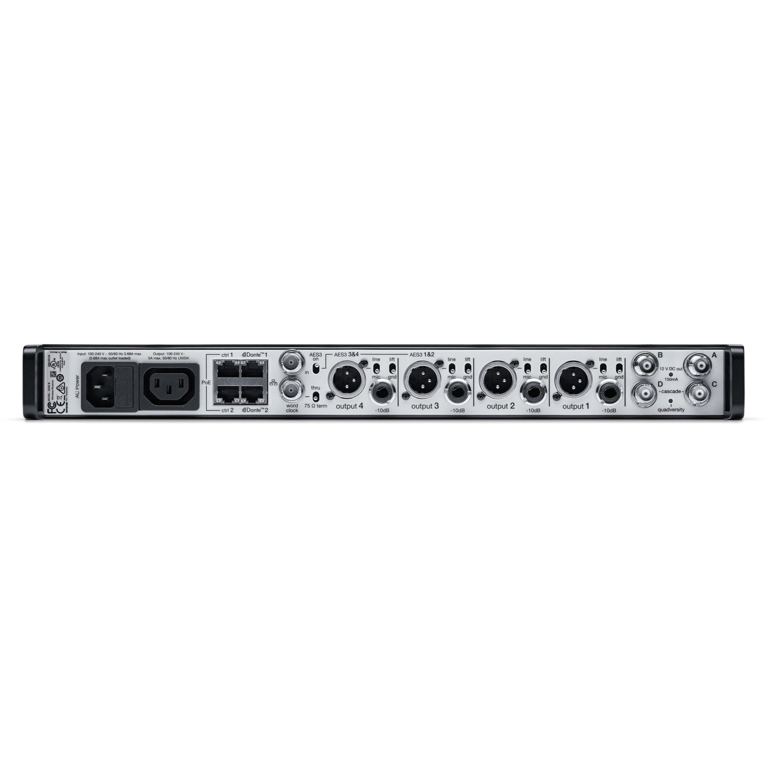 Shure AD4Q-DC-A Quad Channel Receiver with Redundant DC Power-Input ...